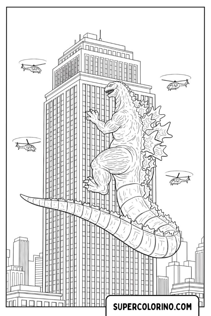22 disegni di Godzilla da colorare gratis da stampare